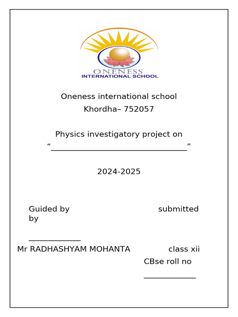 Physics Project Guide 2024-2025 | PDF | Business | Art