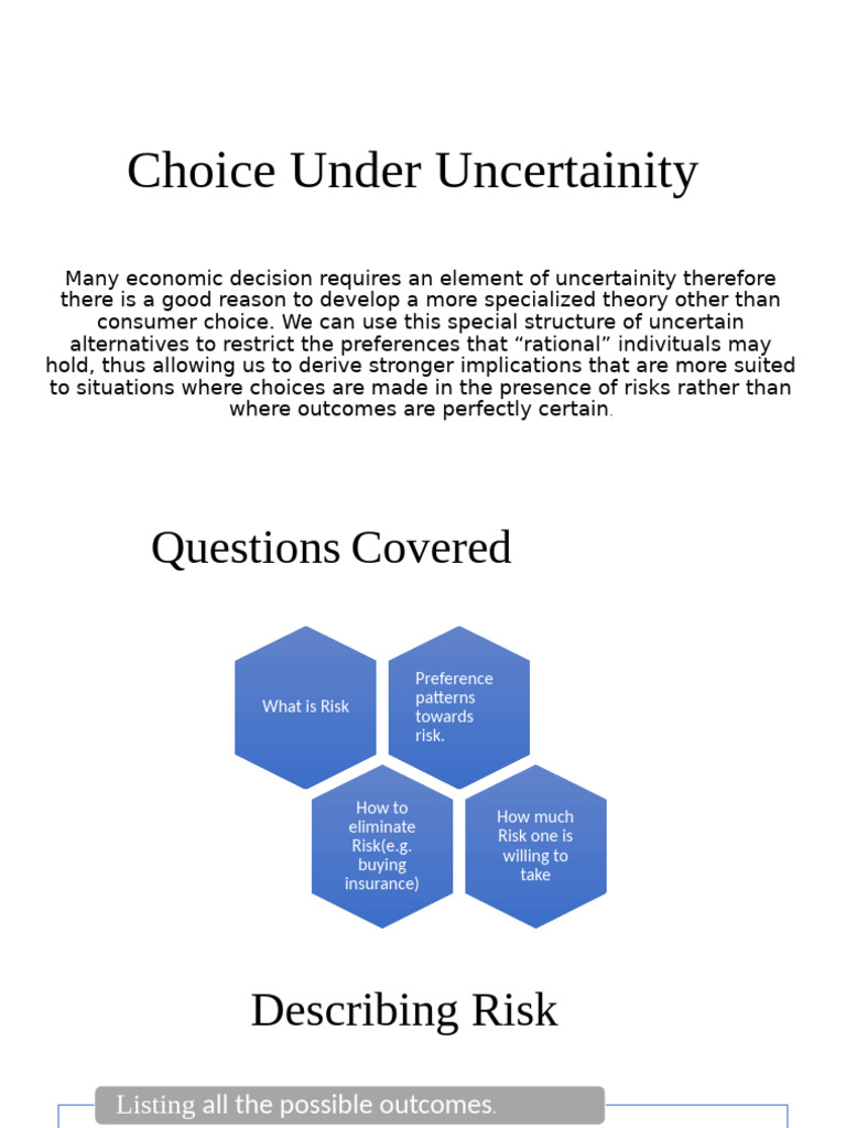 Choice Under Uncertainity | PDF | Risk | Utility