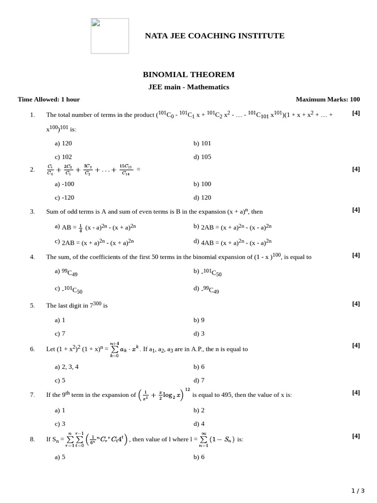Binomial Theorem | PDF | Mathematics | Discrete Mathematics
