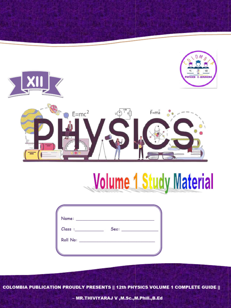 12th Physics Volume 1 Study Material English Medium PDF Download | PDF | Capacitor | Dielectric