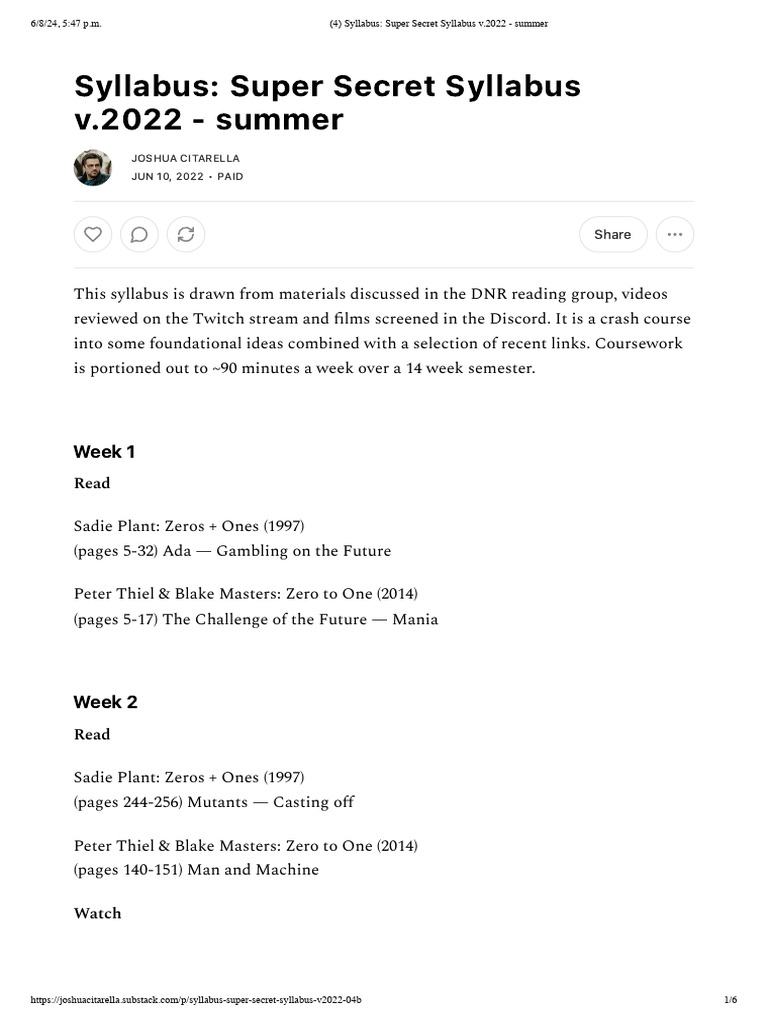 Syllabus - Super Secret Syllabus v.2022 - Summer | PDF | Games & Activities