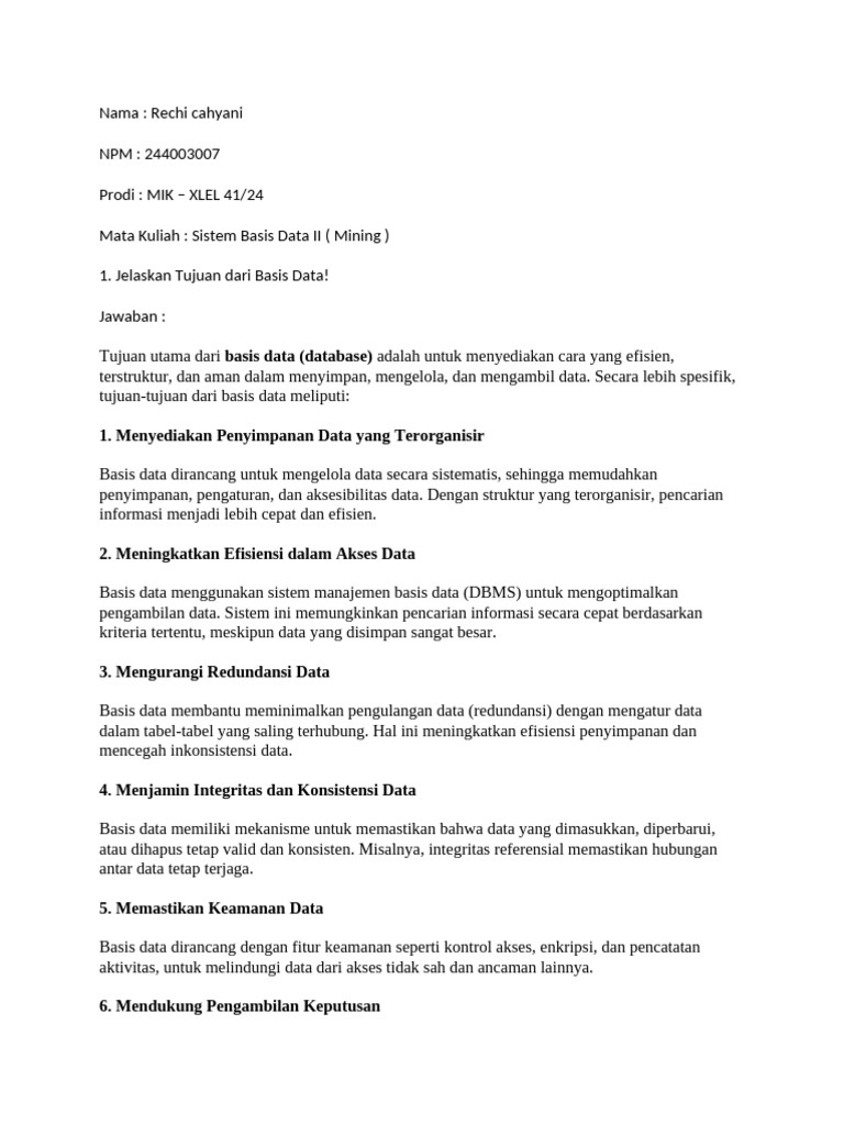 Tujuan dan Fungsi DBMS dalam Basis Data | PDF