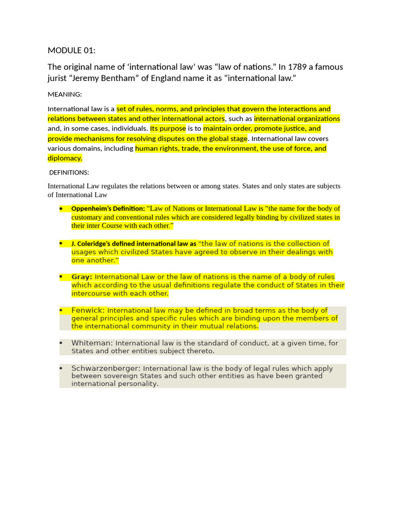 Module 01 Pil | PDF | International Law | Treaty