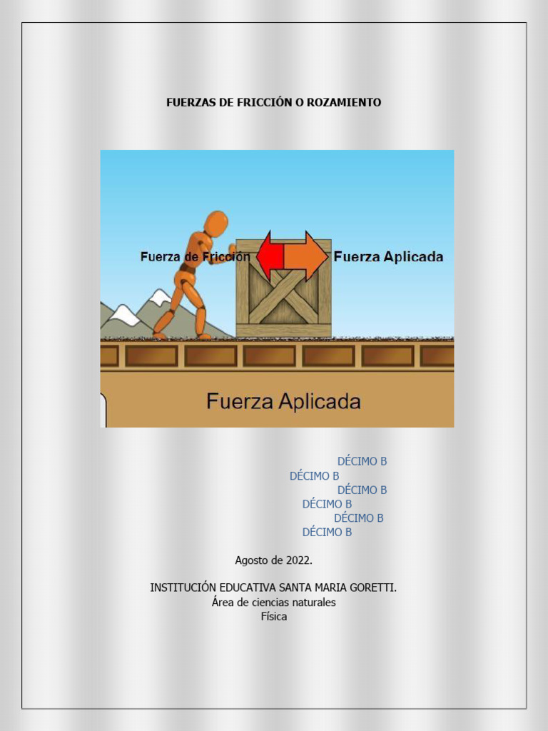 Fuerzas de Friccion o Rozamiento | PDF | Fricción | Física Aplicada e ...