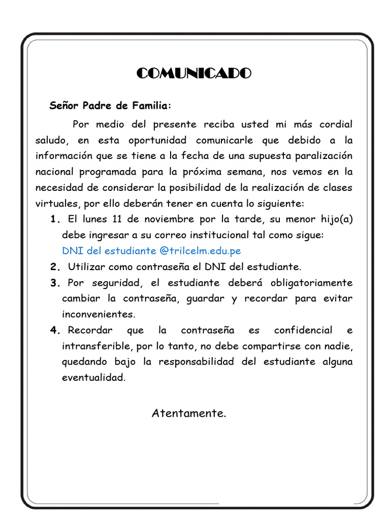 Comunicado Uso de Correo Institucional Ok | PDF