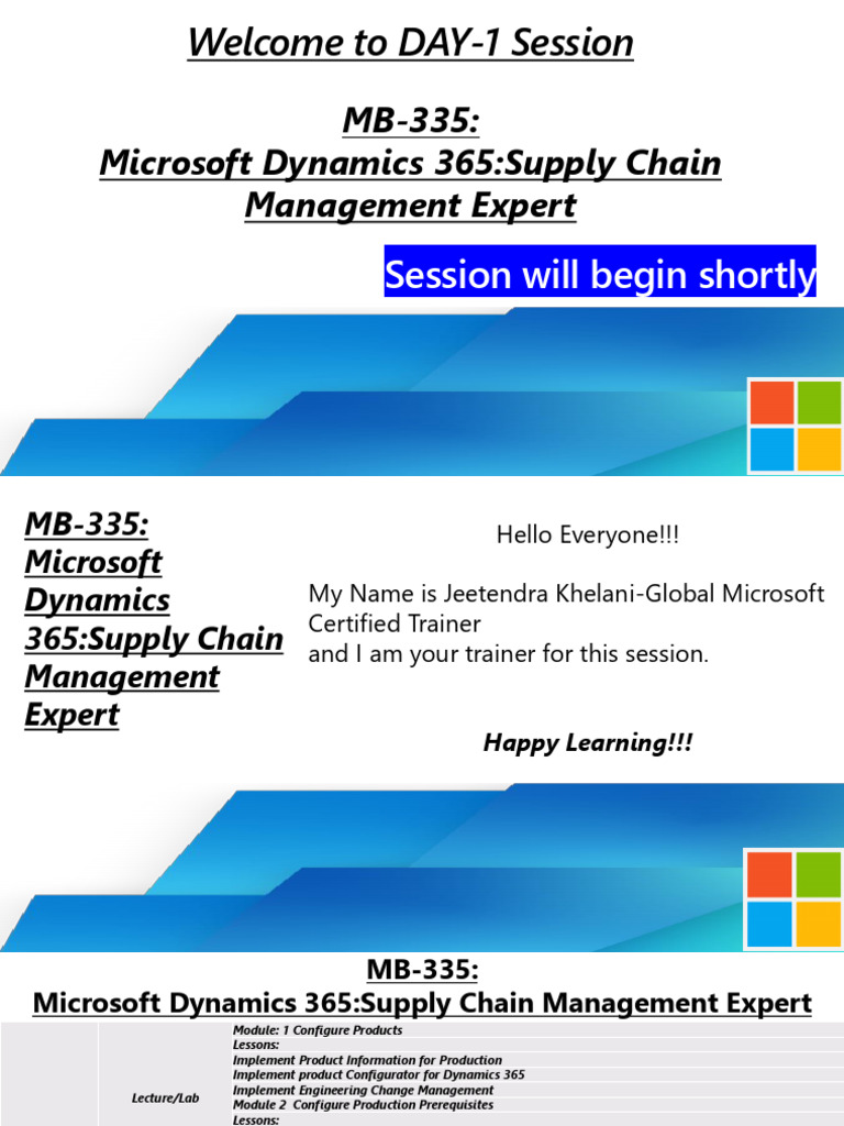 MB-335: Microsoft Dynamics 365:supply Chain Management Expert | PDF ...