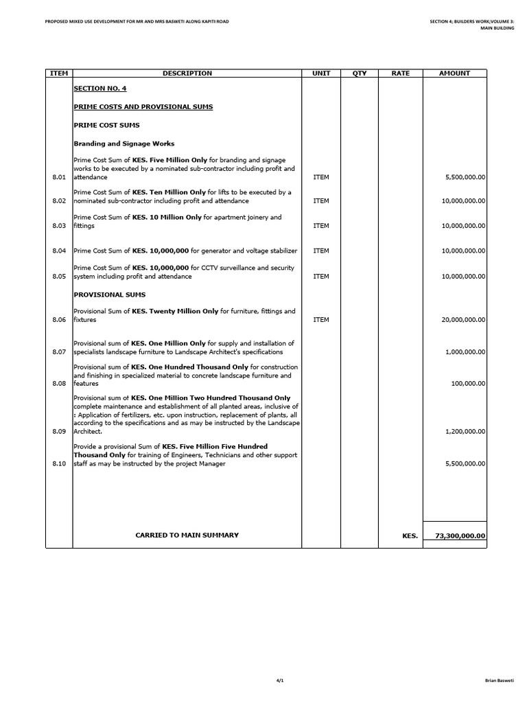 Prime Cost and Provisional Sums Overview | PDF | Technology & Engineering