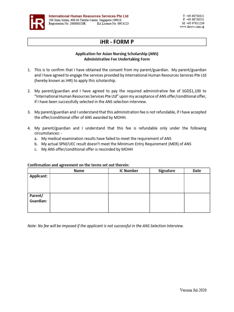 iHR Form P | PDF