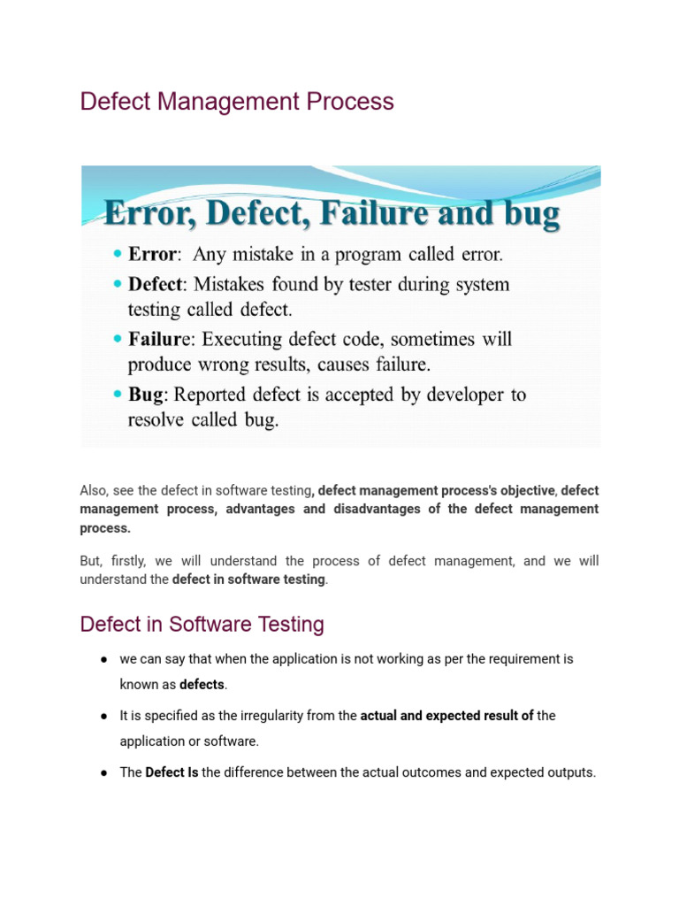 Defect Management Process | PDF | Software Testing | Risk