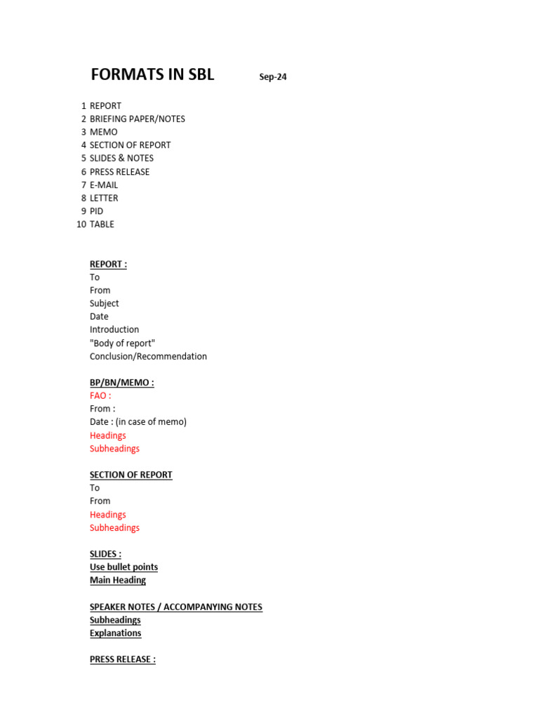 Business Document Formats Guide | PDF