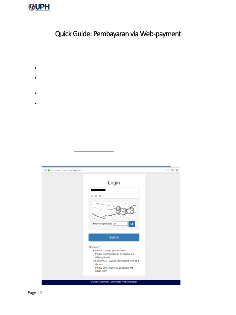 Quick Guide Webpayment UPH | PDF