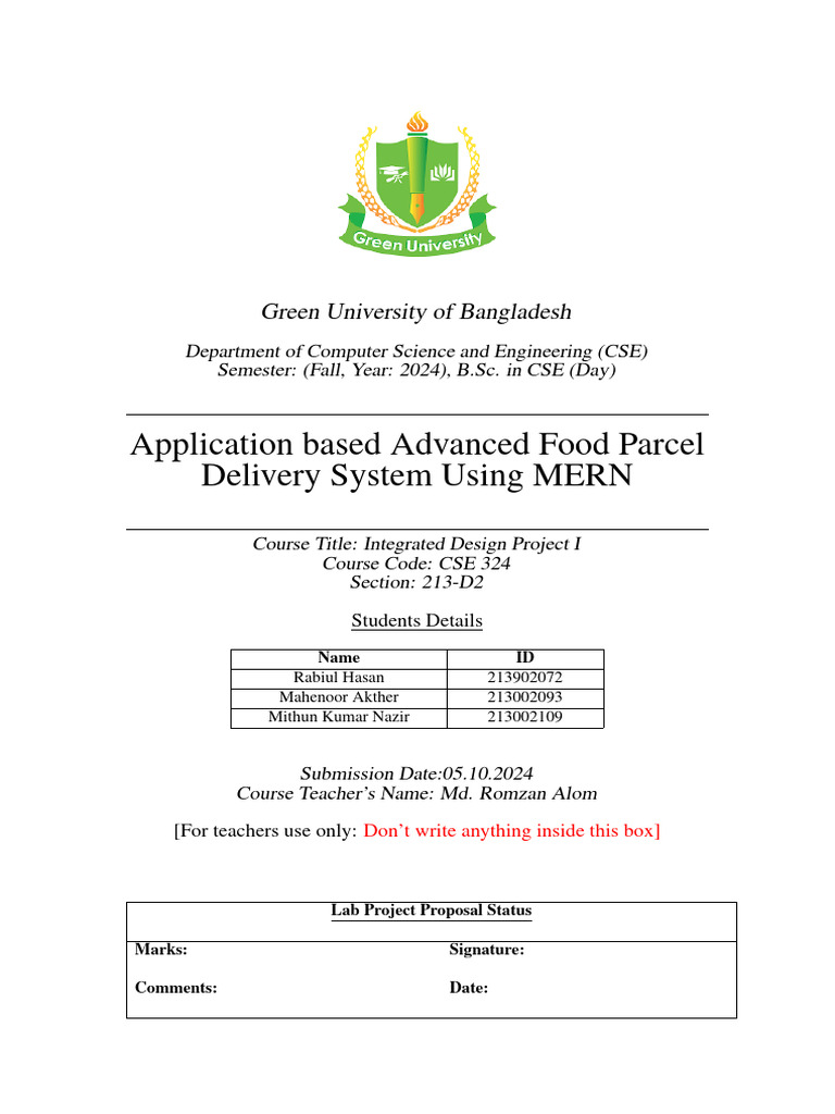Application Based Advanced Food Parcel Delivery System Using MERN | PDF ...