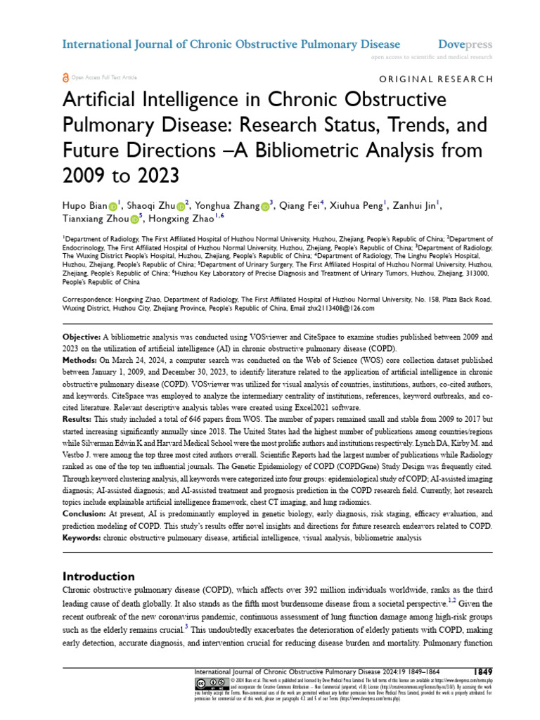 Artificial Intelligence in Chronic Obstructive Pul | PDF | Chronic Obstructive Pulmonary Disease ...