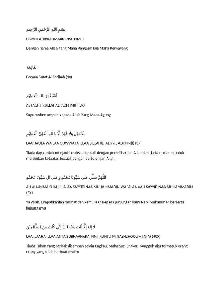 Bacaan Lengkap Istighosah dan Doa | PDF