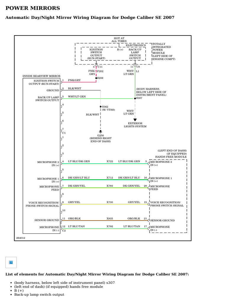 Power Mirrors - Dodge Caliber Se 2007 - System Wiring Diagrams | PDF ...