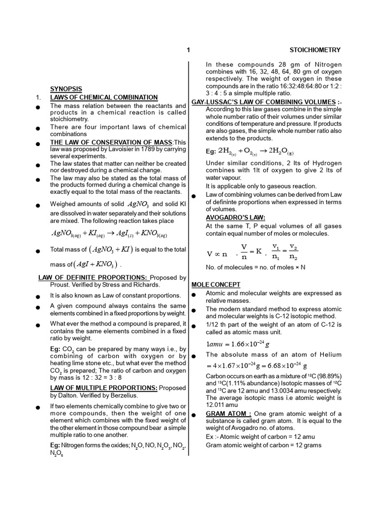 Stoichiometry - Assignment | PDF | Redox | Mole (Unit)