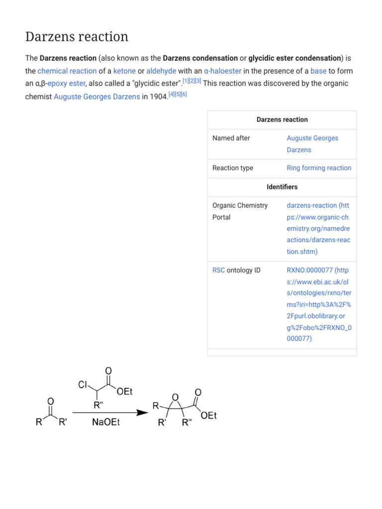Darzens Reaction - Wikipedia | PDF | Organic Chemistry | Chemistry