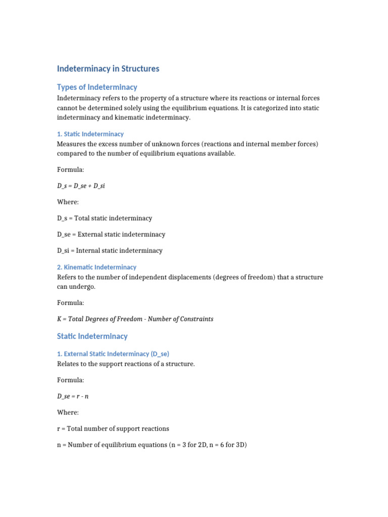 Indeterminacy in Structural Analysis | PDF | Science & Mathematics | Computers