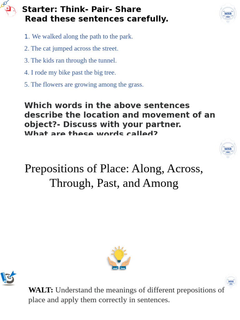 Prepositions of Place Along Across Through Past and Among | PDF ...