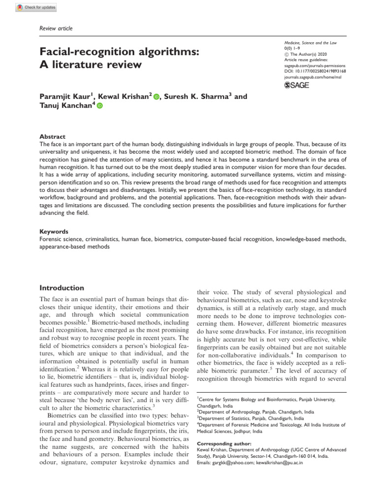 Facial Recognition Algorithm Literature Review | PDF | Artificial Neural Network | Principal ...