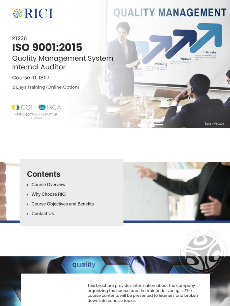 ISO 9001 Internal Auditor Training | PDF | Audit | Iso 9000