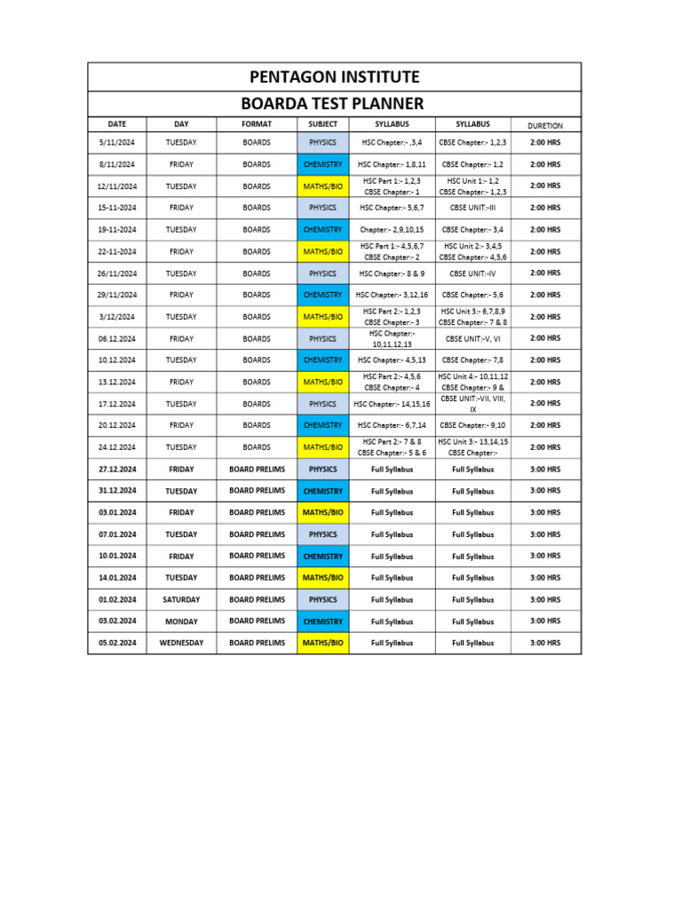 Board Exam Schedule | PDF | Educational Stages | Adolescence