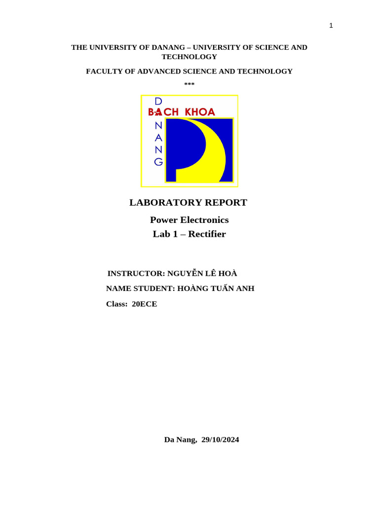 Power Electronics: Diode Rectifier Lab Report | PDF | Rectifier | Electrical Network