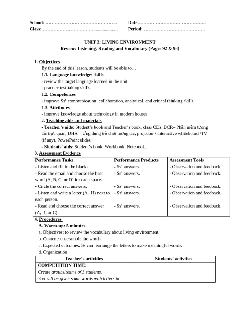 Unit 3 - Review 1 - Pages 92 & 93 | PDF | Human Communication | Cognition
