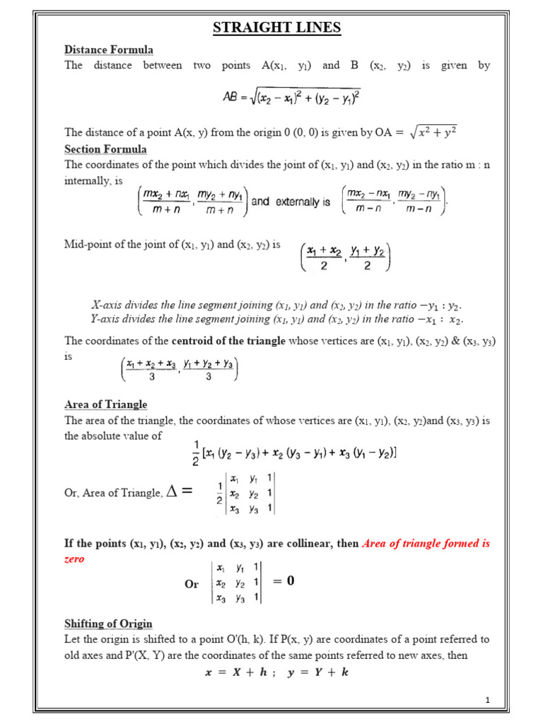Straight Lines and Distance Formulas | PDF | Slope | Line (Geometry)