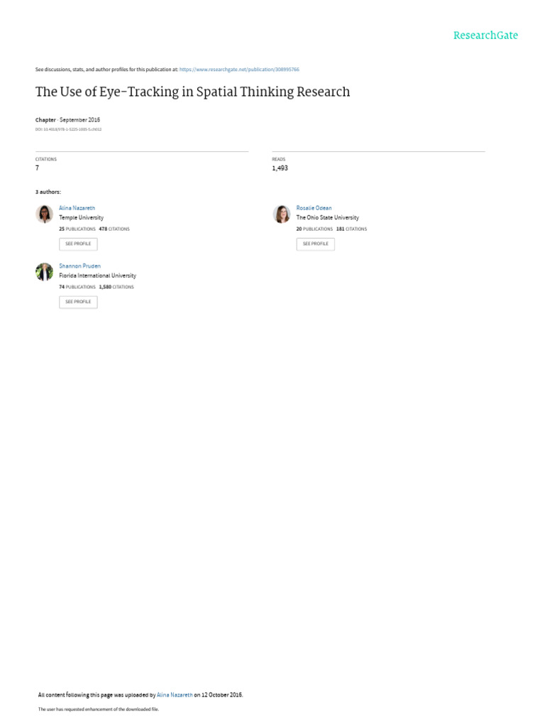 The Use of Eye Tracking in Spatial Thinking Research | PDF | Mental ...