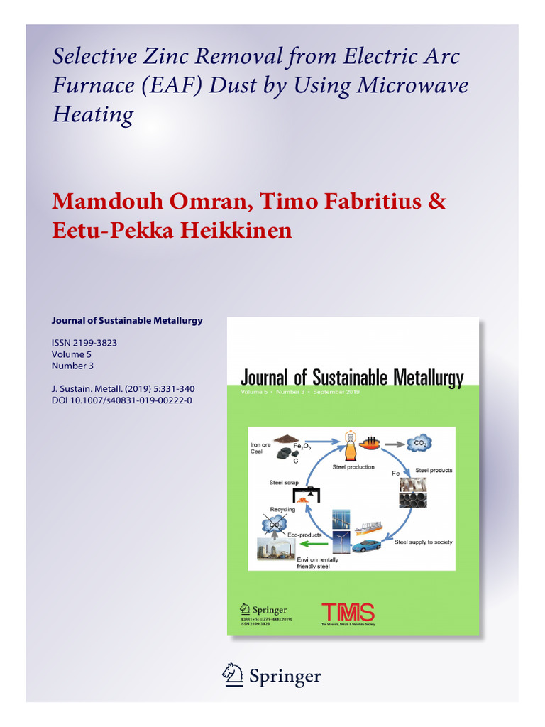 Selective Zinc Removal From Electric Arc Furnace (EAF) Dust by Using ...