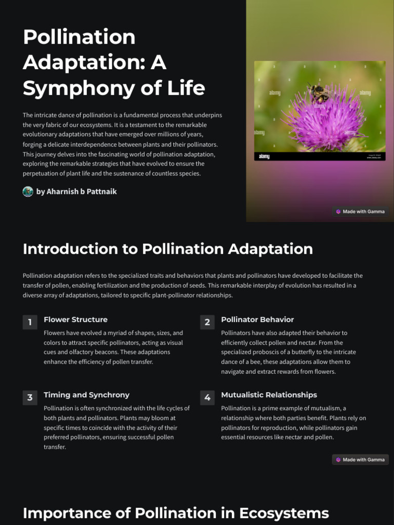 Pollination-Adaptation-A-Symphony-of-Life | PDF | Pollination | Flowers
