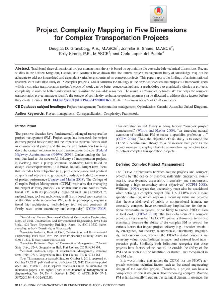 Project Complexity Mapping in Five Dimensions | PDF | System | Project ...