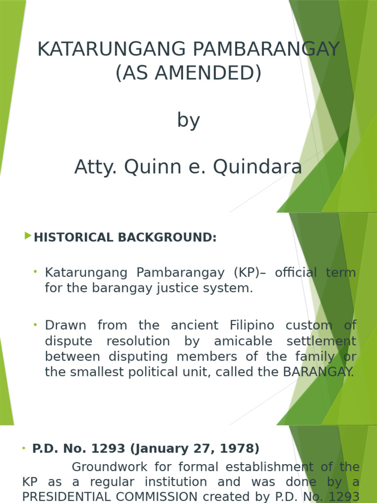 Overview of Katarungang Pambarangay System | PDF | Mediation | Arbitration