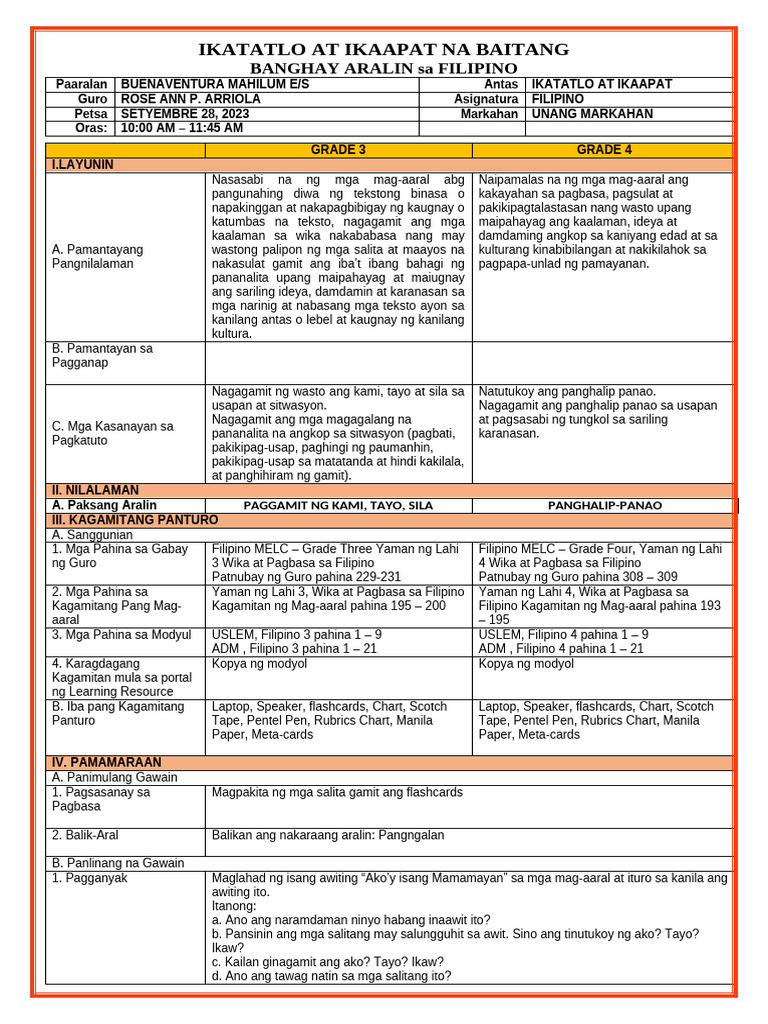 Multi-Grade Co Lesson Plan | PDF