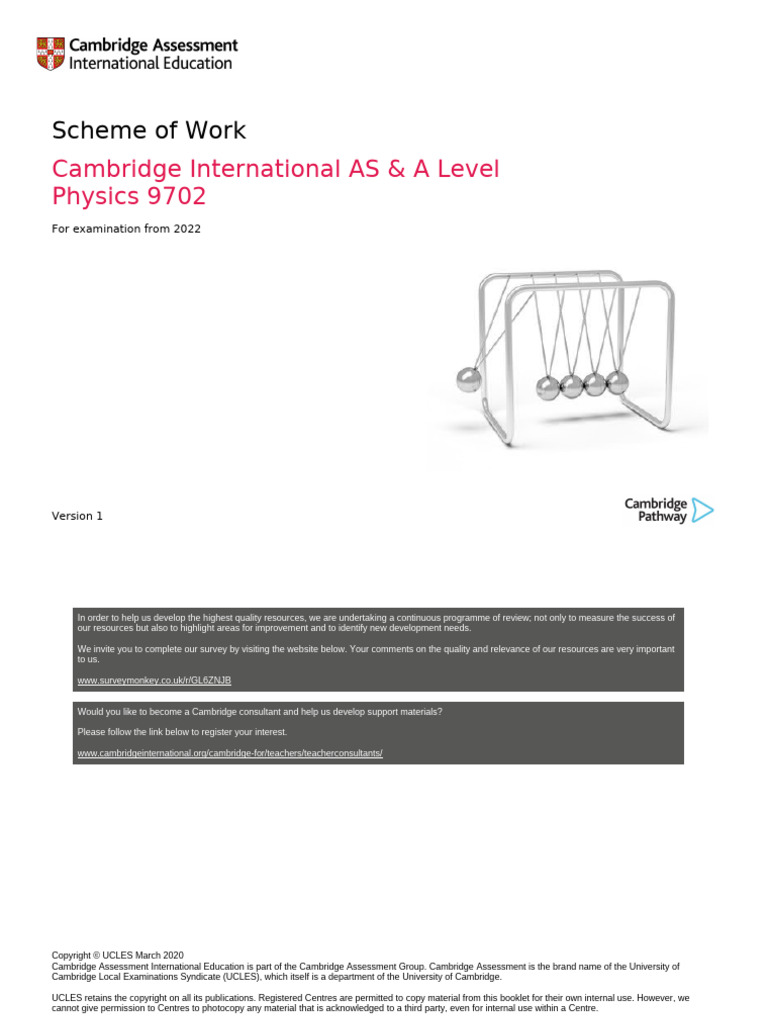 9702 Scheme of Work (For Examination From 2022) | PDF | Acceleration ...