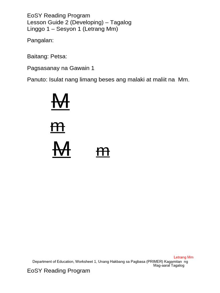 Tagalog DEVELOPING WK1S1 | PDF