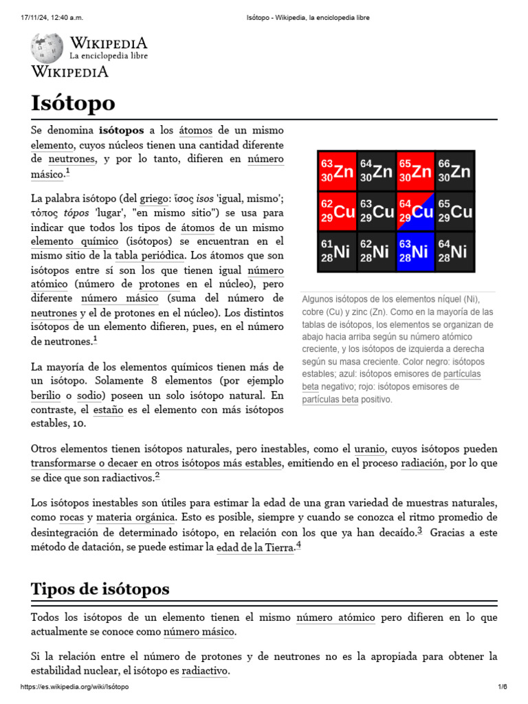Isótopos: Tipos, Usos y Ejemplos | PDF | Isótopo | Neutrón