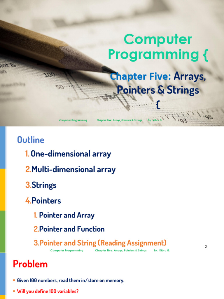 Chapter Five Arrays Pointers And Strings All Parts Pdf Pointer Computer Programming