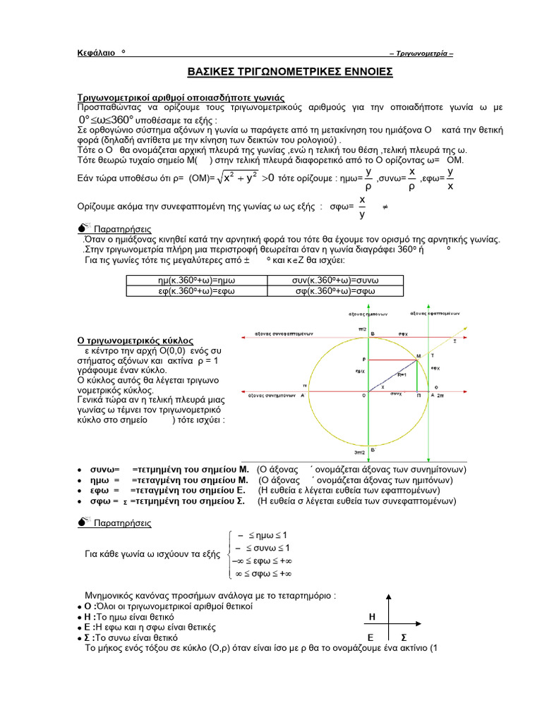 ΒΑΣΙΚΕΣ ΤΡΙΓΩΝΟΜΕΤΡΙΚΕΣ ΕΝΝΟΙΕΣ | PDF