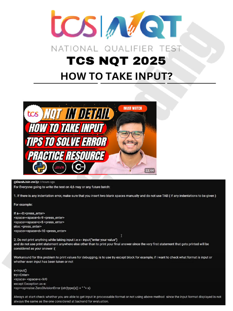 TCS NQT 2025 PYQInput PDF | PDF | Computer Programming | Applied ... TCS NQT 2025 PYQInput PDF | PDF | Computer Programming | Applied ...
