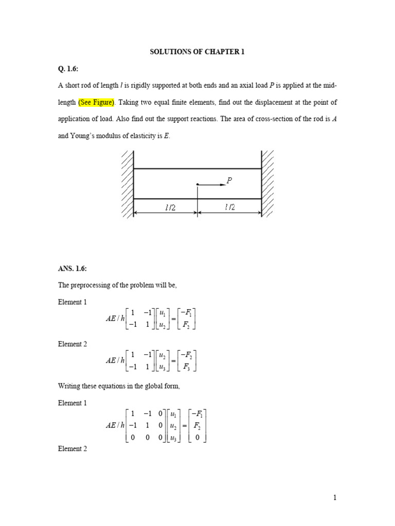 Assignment1 Solution | PDF | Finite Element Method | Beam (Structure)