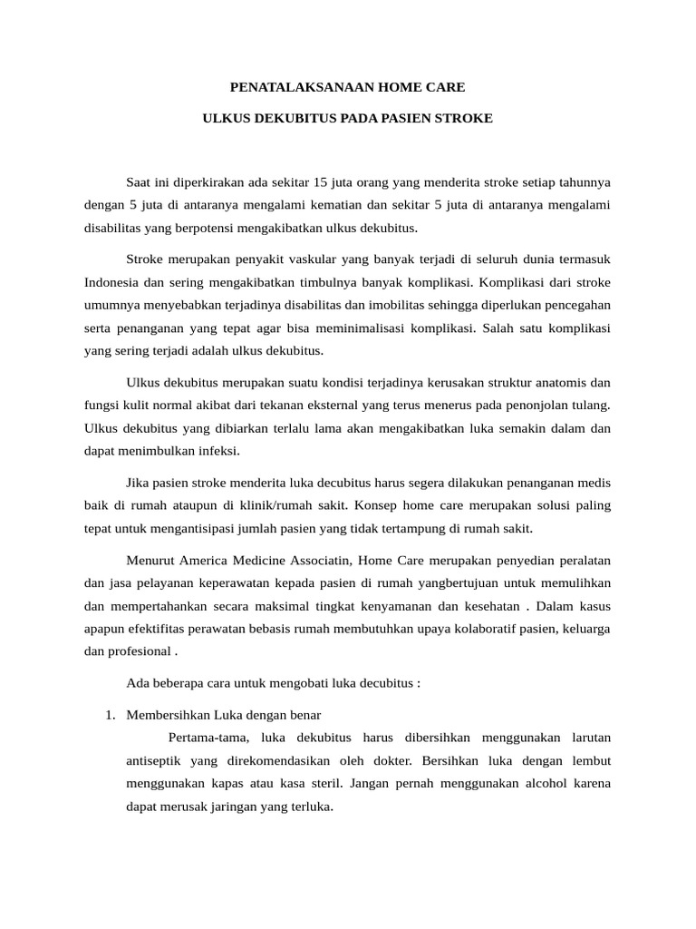 Penanganan Ulkus Dekubitus Pasien Stroke | PDF