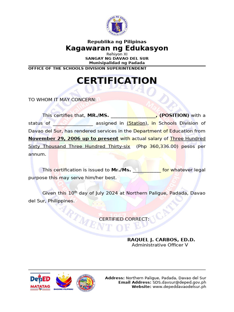 AAA. SAMPLE - COE With Salary | PDF | Career & Growth | Business