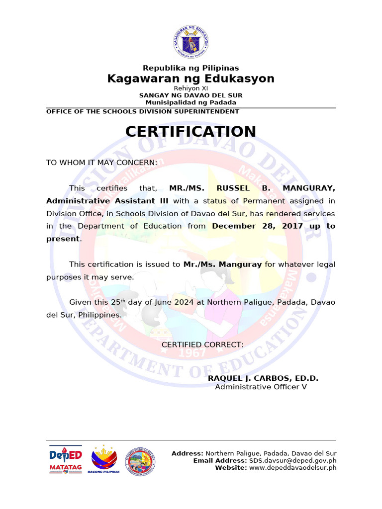 A. SAMPLE - COE Without Salary | PDF