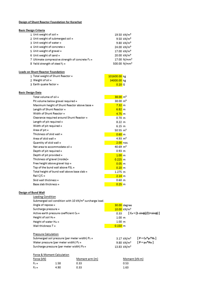 Shunt Reactor Foundation Design Calculation Korerhat - R2 | PDF | Deep ...