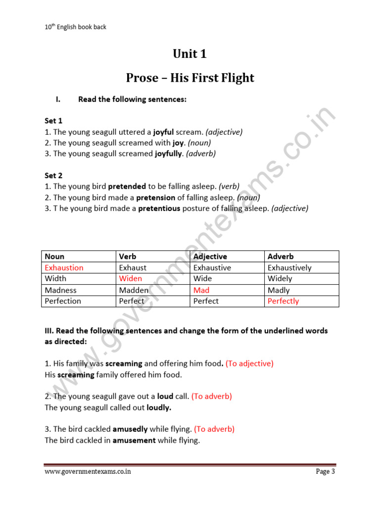 Class 10th - STD - English - Unit 1 - Book Back - WWW - Governmentexams ...
