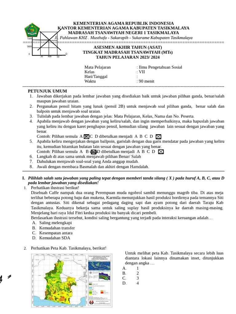 15 Soal ASAT IPS Kelas 7 2324 | PDF