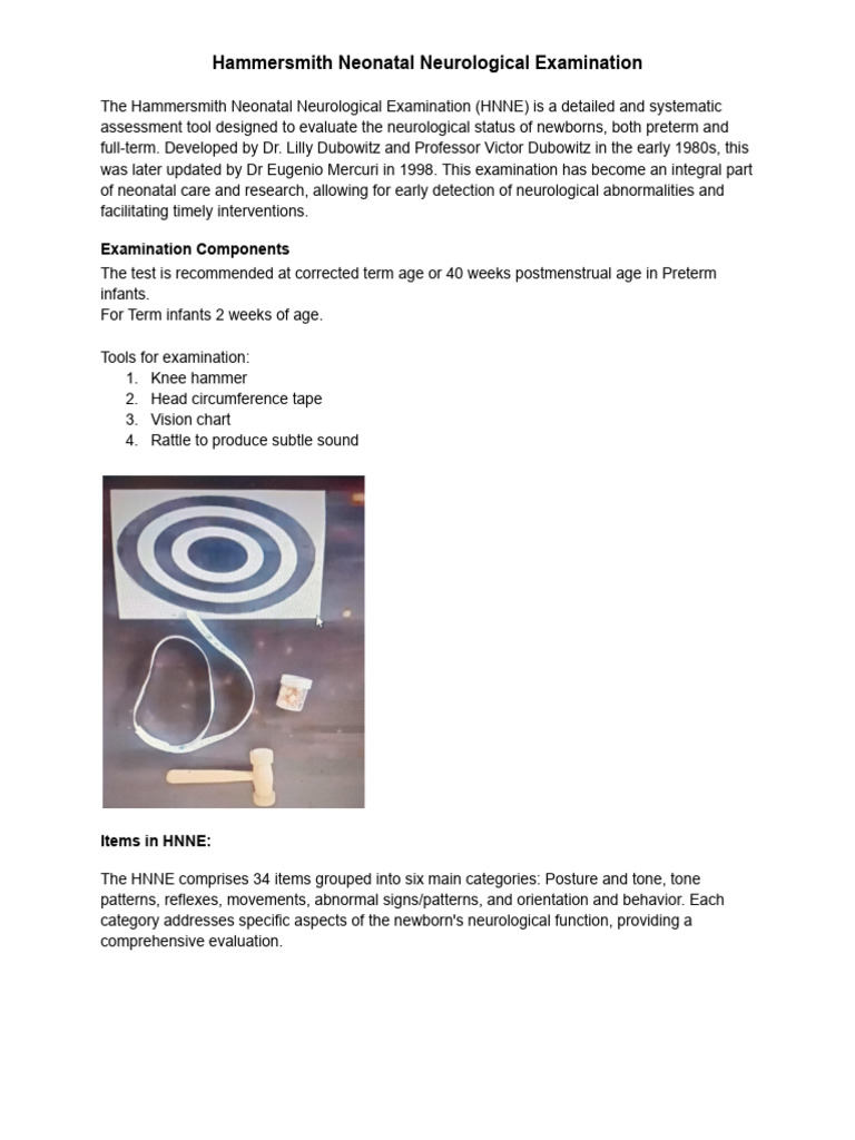 Hammersmith Neonatal Neurological Exam | PDF | Infants | Preterm Birth