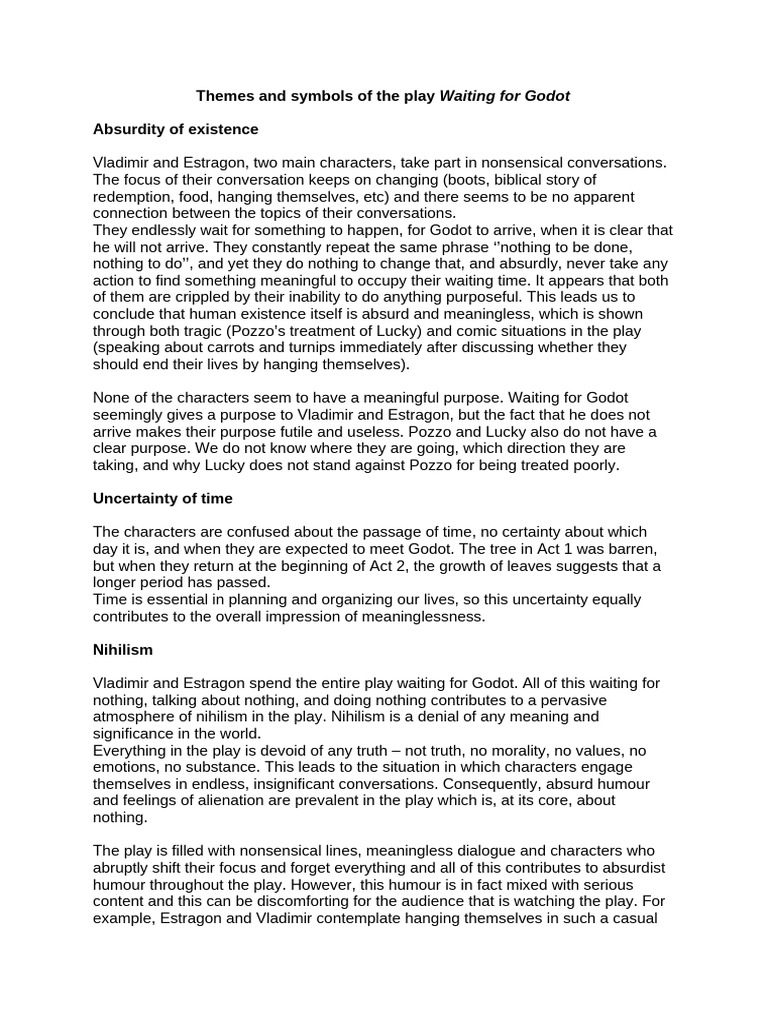 Themes and Symbols of The Play - Waiting For Godot | PDF
